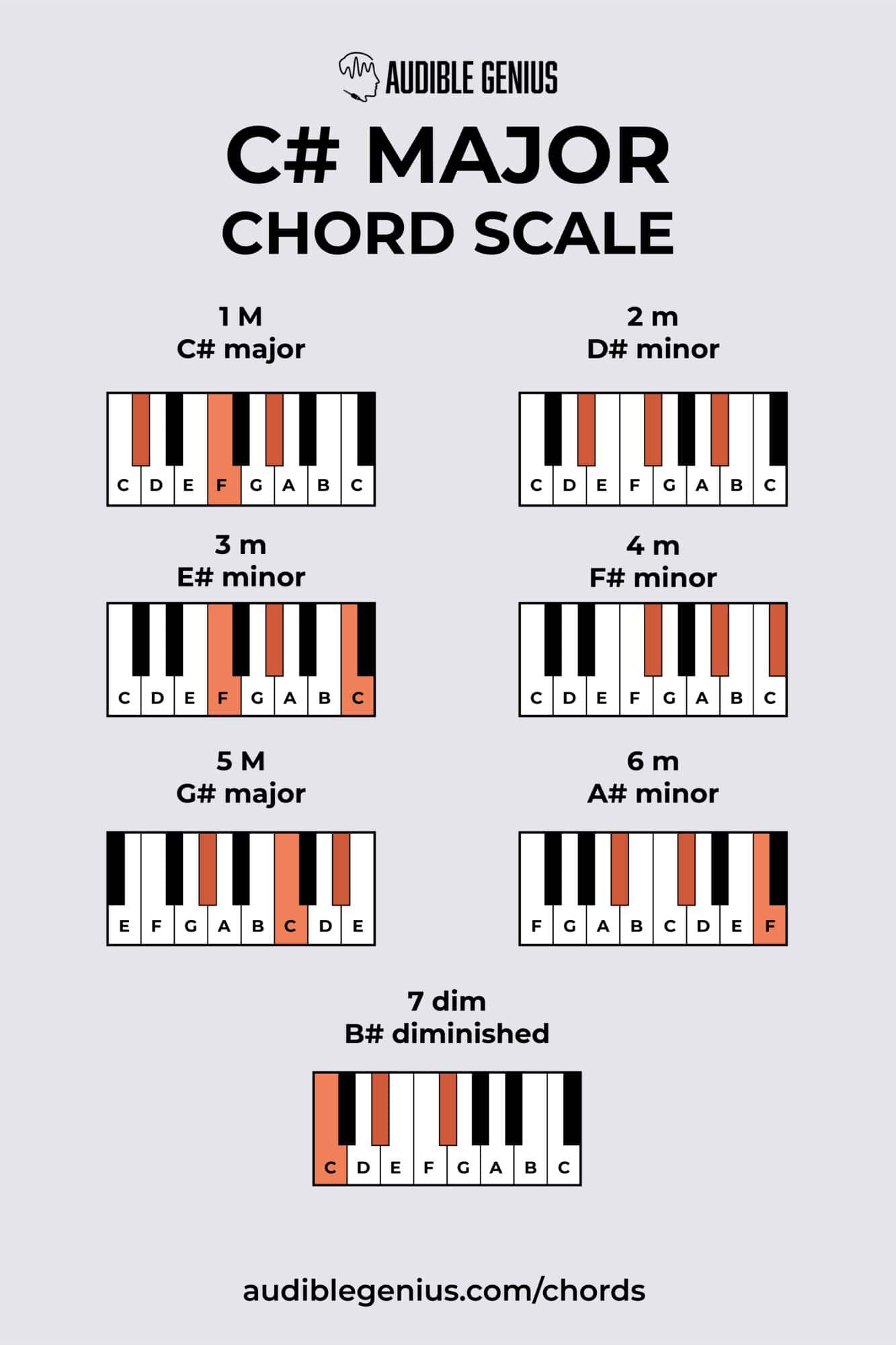 C# Major Chord Scale, Chords in The Key of C# Major